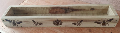 Decorated Rough Sawn Garden Window Box - 4 Bees and Flower 80CM | DIY ...