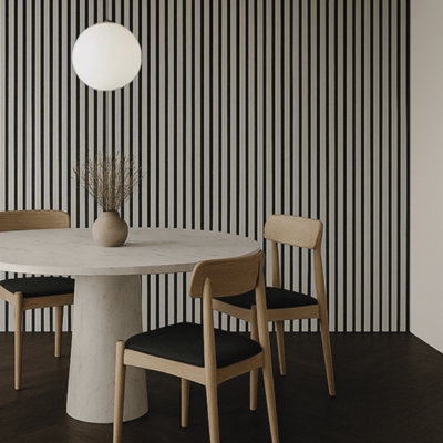 Decorative acoustic slat panel in marble effect 240cm x 60cm