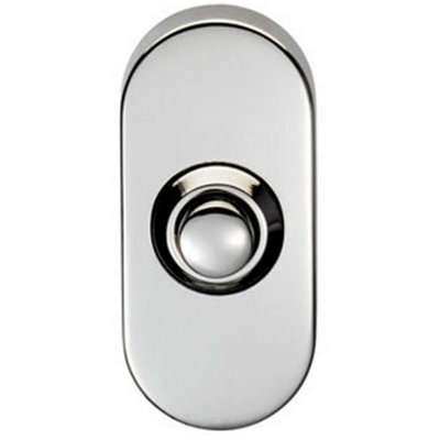 Decorative Door Bell Cover Bright Stainless Steel 64 x 30mm Oval Push ...