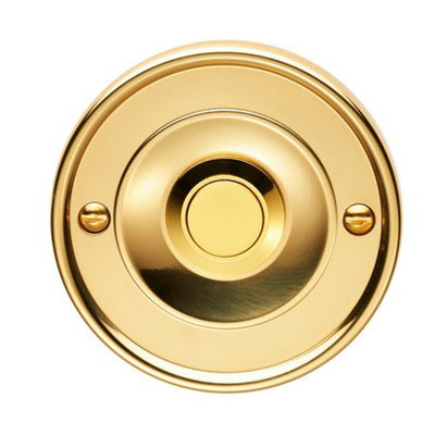 Decorative Door Bell Cover Polished Brass 65 x 7mm Round Sleek Button Plate