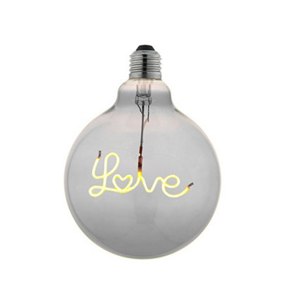 Decorative E27 LED Filament Bulb - LOVE Downwards Facing Lamp - Tinted ...