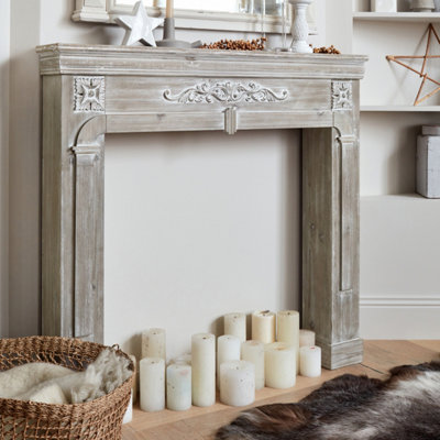Decorative fireplace surround MDF with firwood veneer 104x17x100cm ...