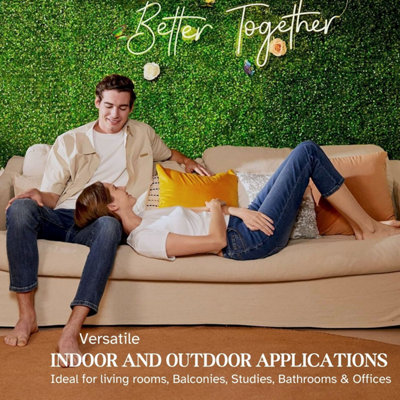 Decorative Greenery Artificial Plant Wall Panels Indoor/Outdoor - Set of 6 Panels Cover 16.14ft² ...