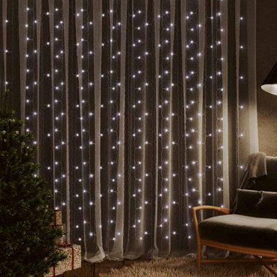 Decorative LED Curtain Fairy Lights 3x3m 300 LED Cold White 8 Function