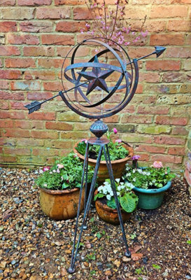 Decorative Metal Armillary Sphere Globe Garden Sculpture with Star ...