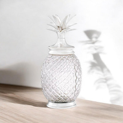 Decorative Pineapple Jar - Nickel/Glass - L12 x W12 x H23 cm | DIY at B&Q