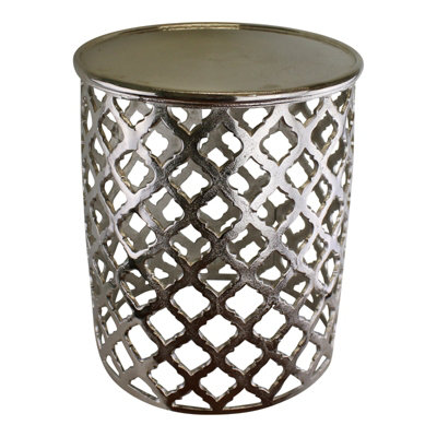 Decorative Silver Metal Side Table, Lattice design | DIY at B&Q