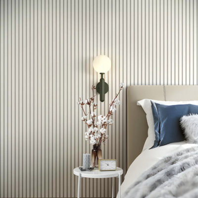 Decorative slat wall panel in White 3D slat acoustic for wall or ...