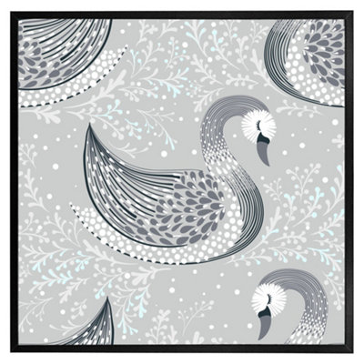 Decorative swans (Picutre Frame) / 24x24" / White