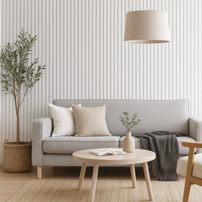 Decorative white slat wall panel 240cm x 60cm 1.44m2