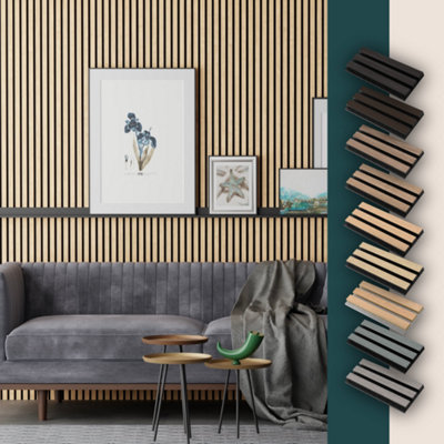 Decorative wood slat wall panel in Washed oak 3D slat acoustic for wall ...