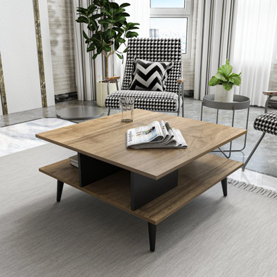 Decorotika Akya Coffee Table with Storage Walnut Black