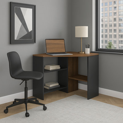 Decorotika Alison Corner Computer Desk Walnut Black