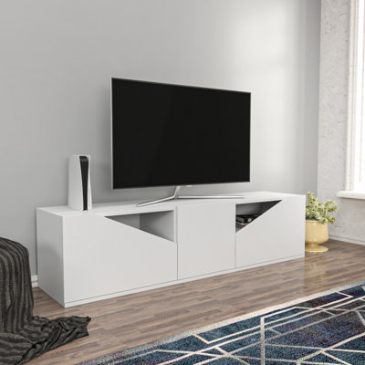 Decorotika Carson TV Stand TV Unit for TV's up to 72 inch White