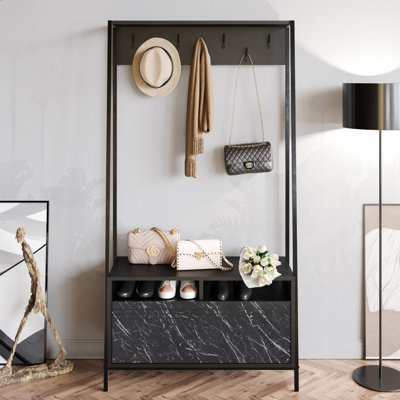 Decorotika Devin Hall Tree Coat Stand Coat Rack with 7 Metal Hooks ...