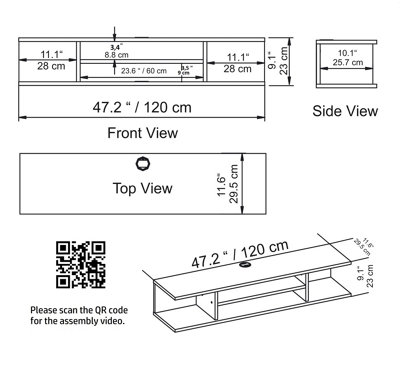 Decorotika Pivot Floating TV Stand TV Unit for TVs up to 50 inch Oak