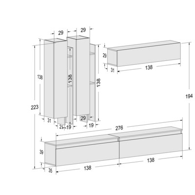 Decorotika Porto Moduler Modern TV Unit Wall Mount Customizable Layout ...