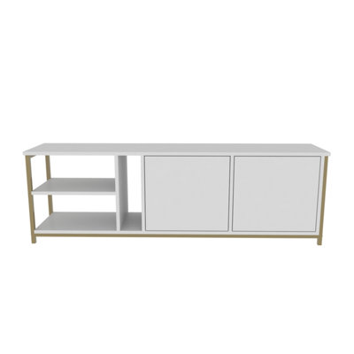 Decorotika Primrose TV Stand TV Unit for TV's up to 72 inch Gold and White