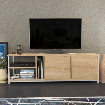 Decorotika Primrose TV Stand TV Unit for TV's up to 72 inch White and Oak