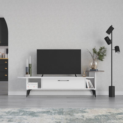 Decortie Ada Modern TV Stand Multimedia Centre TV Unit White Mocha Grey ...
