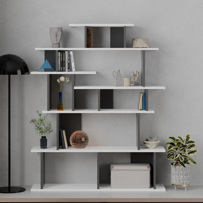 Decortie Apollon Modern Bookcase Display Unit Room Separator White ...