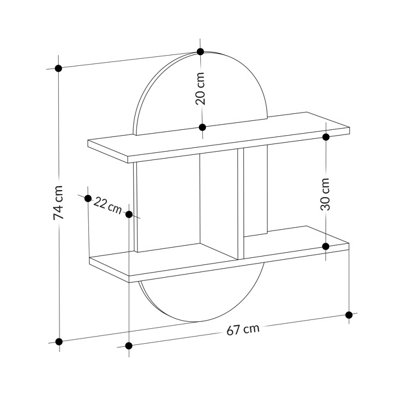Decortie Auro Modern Oval Floating Wall Shelf Compact Design White Oak 74cm