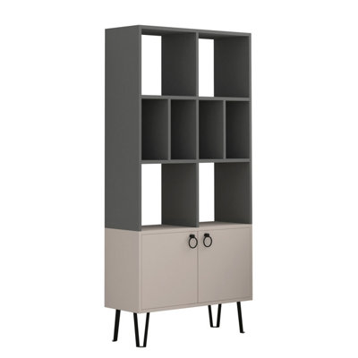 Decortie Bene Modern Bookcase Display Unit Tall Freestanding Shelf ...
