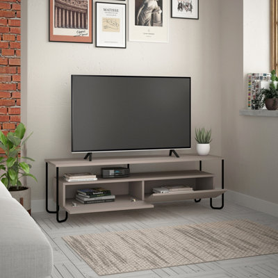 Decortie Cornea Modern TV Unit Multimedia Centre Mocha Grey with ...