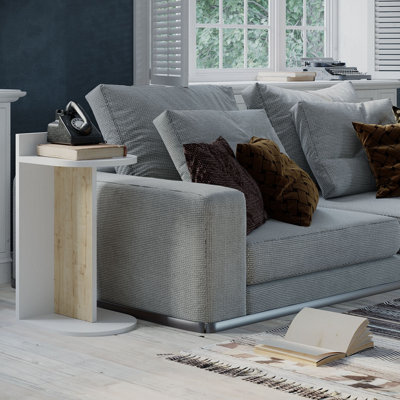 Decortie Dom Modern Side End Table White Oak Multipurpose With ...