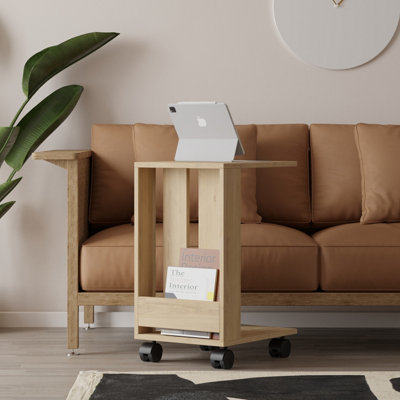 Decortie Edi Modern Side End Table Oak Multipurpose With Creativeness H ...