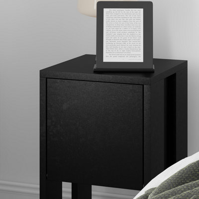 Decortie Ema Modern Bedside Table Black 30cm Width Bedroom Furniture