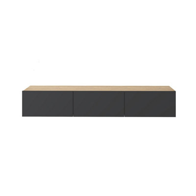 Decortie Francy Modern Wall Mounted TV Unit 55" Multimedia Centre Oak ...