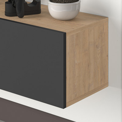Decortie Francy Modern Wall Mounted TV Unit 55" Multimedia Centre Oak ...
