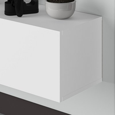 Decortie Francy Modern Wall Mounted TV Unit 55" Multimedia Centre White ...
