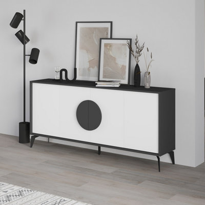 Decortie Gora Sideboard Modern Storage Cabinet with 4 Doors Metal Legs ...
