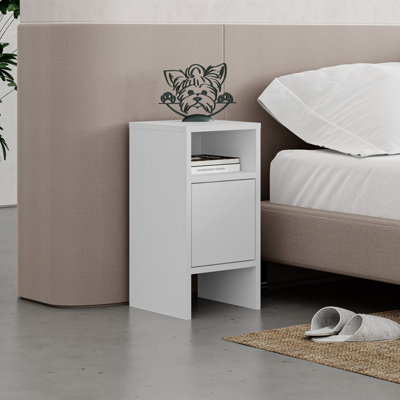 Narrow white bedside table store
