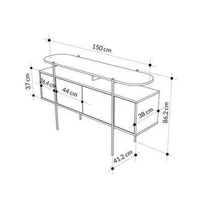 Decortie Hanley Modern Console Table Storage Cabinet with 4 Cabinets ...