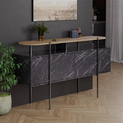 Decortie Hanley Modern Console Table Storage Cabinet with 4 Cabinets ...