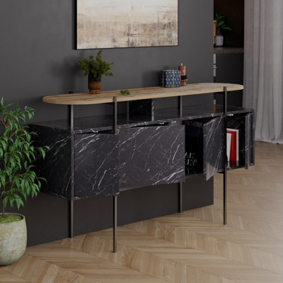 Decortie Hanley Modern Console Table Storage Cabinet with 4 Cabinets ...