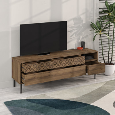 Decortie Heaton Modern Multimedia Unit with Storage TV Cabinet 60" Dark ...