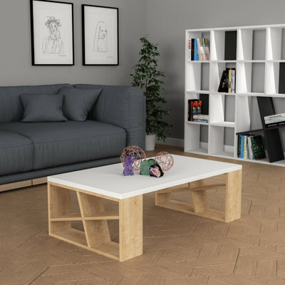 Decortie Honey Modern Coffee Table White Oak Multipurpose H 40cm