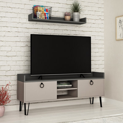 Decortie Keday Modern TV Stand Multimedia Centre TV Unit Mocha Grey ...