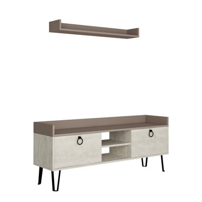 Decortie Keday Modern TV Unit Multimedia Centre Ancient White Mocha ...