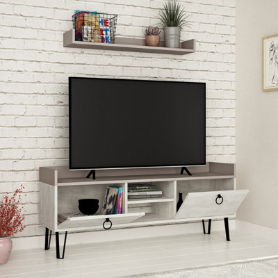 Decortie Keday Modern TV Unit Multimedia Centre Ancient White Mocha ...