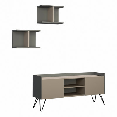Decortie Klappe Modern TV Unit Multimedia Centre Mocha Grey Anthracite ...