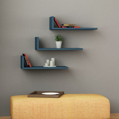 Decortie L Shape Modern Floating Shelf Turquoise Blue 14cm Short | DIY ...
