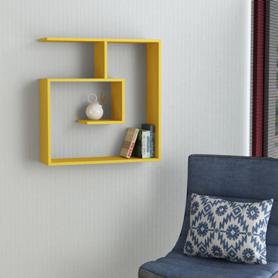 Decortie Laby Modern Floating Shelf Mustard 79cm Tall