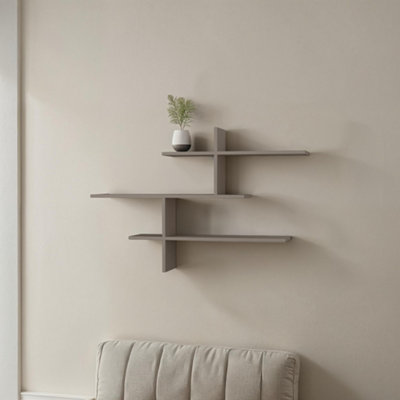 Decortie Leo Wall-Mounted 3-Tier Floating Shelf Bookcase Compact Modern ...