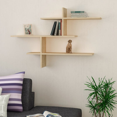 Decortie Leo Wall-Mounted 3-Tier Floating Shelf Bookcase Compact Modern ...