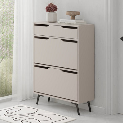 Decortie Modern Asta Shoe Cabinet Mocha Grey 2 Storage Doors for Shoes ...